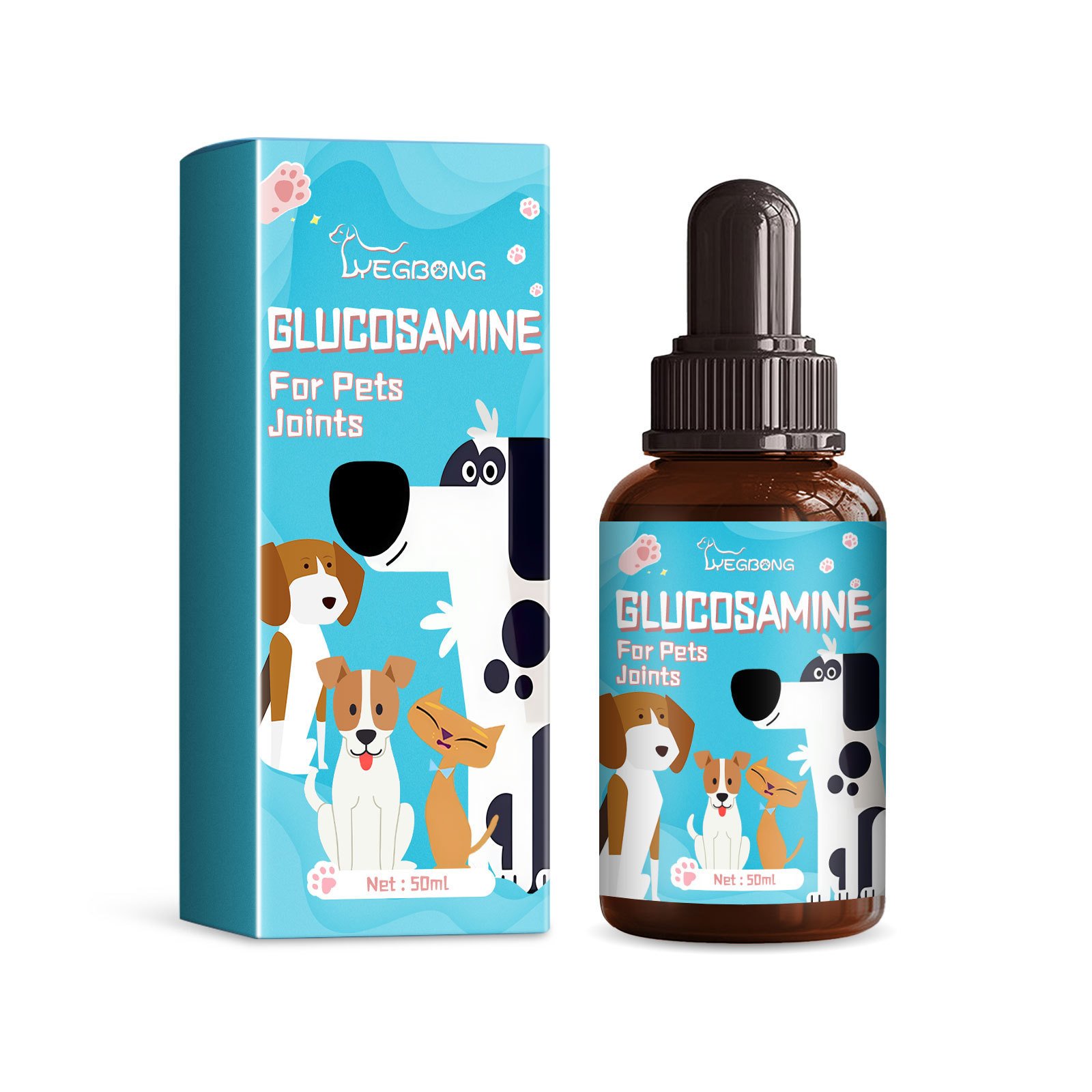 Pet Glucosamine Liquid Drops for Dogs and Cats – Joint Support with ...